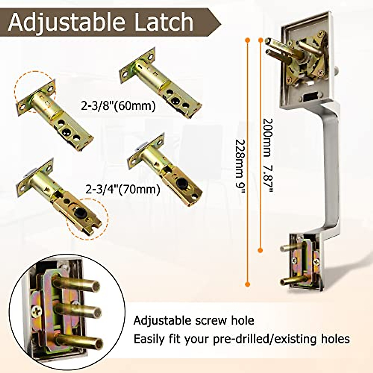 Azdele Front Door Handle Set, Entry Door Handle Set with Door Lever Reversible for Right and Left Handed Doors, Single Cylinder Exterior Door Handleset with Lower Half Lever, Satin Nickel