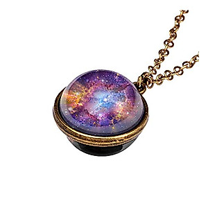 Aniywn Sweater Pendant Necklace, Universe Planet Jewelry Glass Planet Space Design Necklace Valentine's Day Gift