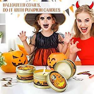 Scented Candles, Halloween Decorations, Halloween Candles for Home Scented, Pumpkin Candle Set, Soy Wax Candles Gift Set for Halloween Night Party (4 x 2.5 oz) Valentines Day Gifts for Her