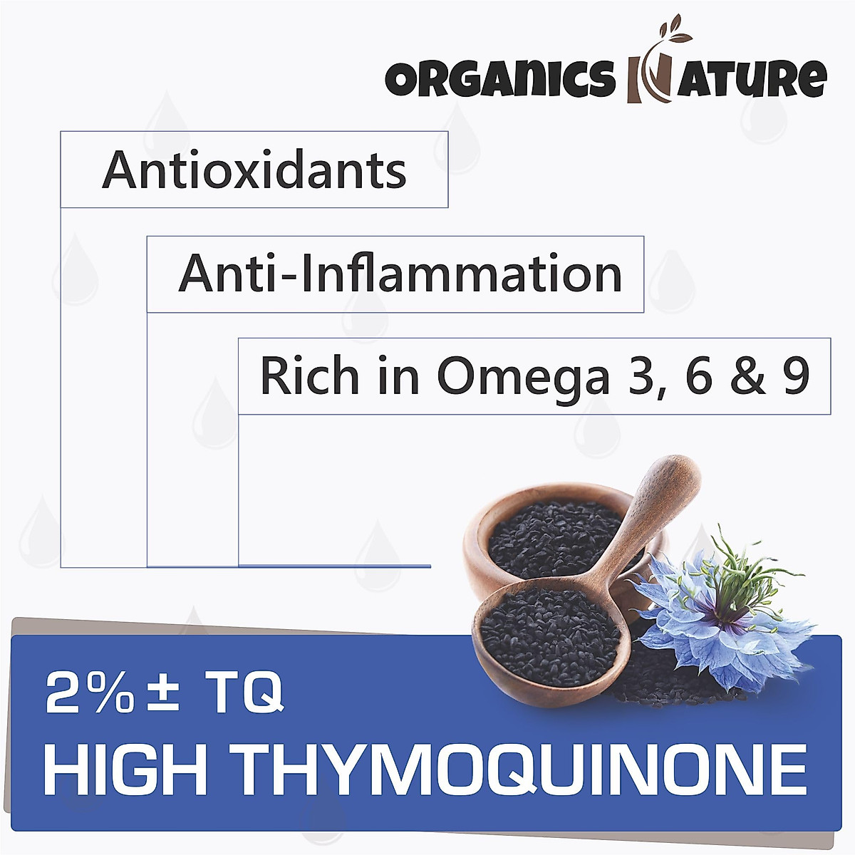 ORGANICS NATURE Black Seed Oil Capsules 1000MG Vegan Softgels, for Hair & Skin, Heart Support, Nigella Sativa - 100% Cold Pressed Cumin Seed Oil Capsules High Thymoquinone, Omega 3s