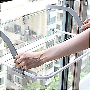 ZyHMW Clothes Airer Portable Folding Drying Rack Outdoor Bathroom Clothes Hanger Balcony Laundry Dryer Airer Shoe Towel Pole Drying Wall Holder，Folding Airer (Color : Dark Gray) (Color : Dark Gray)