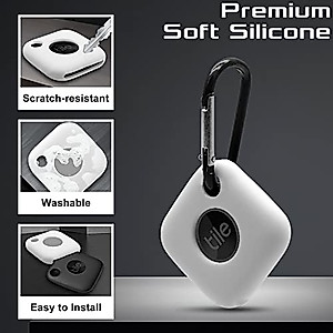 Seltureone Silicone Case Compatible for Tile Mate 2022 with Keychain, Anti-Scratch Lightweight Soft Protective Sleeve Skin Cover for Tile Mate Tracker 2022 (Device Not Included), White