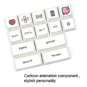 Yoidesu 118 Keys PBT Keycaps, Oil Resistant XDA Cartoon Keycap for General Mechanical Keyboard Gaming Keyboard Keycap with Shaft Puller(White)