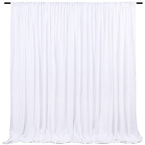 White Backdrop Curtains 2 Panels 5ft x 10ft Polyester Photo Backdrop Drapes for Wedding Party Background Decorations