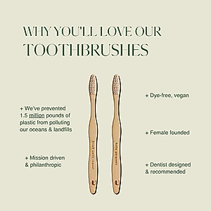 Plus Ultra Bamboo Toothbrush - BPA Free Soft Bristle Toothbrush - Dentist-Approved All-Natural Toothbrush - 4 Pack
