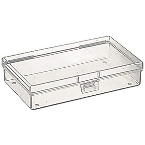 Goodma 7 Pieces Mixed Sizes Rectangular Empty Mini Clear Plastic Organizer Storage Box Containers with Hinged Lids for Small Items and Other Craft Projects