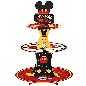 MOAXMOA Mouse Cupcake Stand 3-Tier Cupcake Stand Cartoon Mouse Birthday Party Supplies Mouse Decorations for Girls Boys Kids Birthday Baby Shower