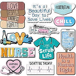 12 Pieces Nurse Refrigerator Magnets Nursing Magnetic Stickers Nursing Stickers Funny Nursing School Essentials Medical Nursing Student Stickers Magnetic Nurse Decal for Refrigerator Laptops Locker