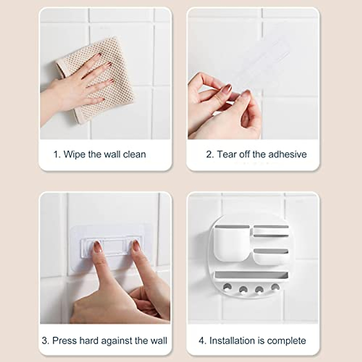 Wall Mount Shelf Accessories Organizer Self-Stick Bedside Storage Organizer for Earphone, Cell Phone Next to Bed & Table Dorm(White)