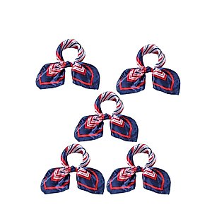 uxcell K75 Women Infinity Geometric Prints Square Shaped Neck Scarf Red Blue 5 Pack