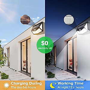 Solar Lights Outdoor 212 LED Bright Beads Solar Wall Lights with 3 Lighting Modes and Motion Sensor Waterproof LED Solar Outdoor Lights Solar Powered with 270°Wide Angle for Patio Yard Fence Garage