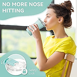 SANTECO Travel Coffee Mug 12 oz, Insulated Coffee Cups with Flip Lid, Stainless Steel Coffee Mugs Spill Proof, Double Wall Vacuum Tumblers, Reusable To Go Mug for Hot/Ice Coffee Tea - Green