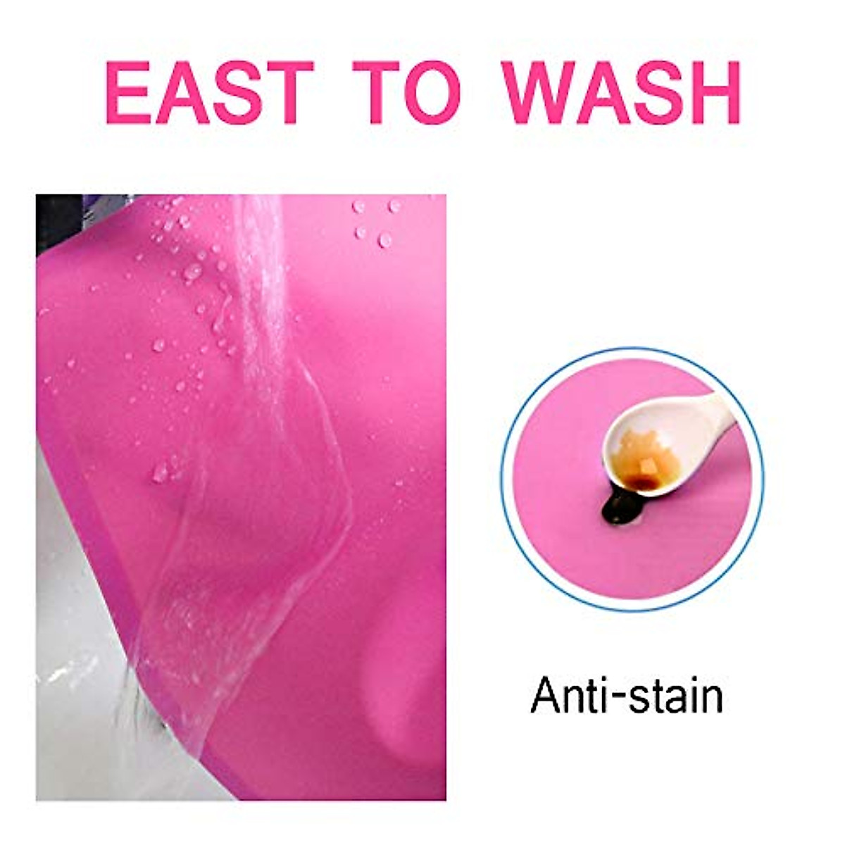 Placemats for Kids, Silicone Baby Placemats for Toddler Children Reusable Non-Slip Large Silicone Sheets for Crafts Resin Jewelry Casting Table Mats, 2 Pack, Purple/Pink