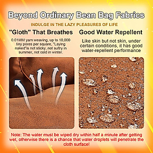 Bean Bag Sofa Cover (No Filler), Living Room Furniture PU Leather Washable Micro-Fiber Adult Beanbag Chair Outside Cover, Home Leisure Single Couch Bedroom Lazy Lounger Cover (Small)