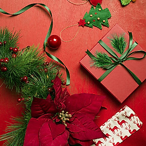 Watayo 40 Packs Artificial Pine Needles Branches Garland-4x2 Inch Pine Twigs Stems Picks-Fake Greenery Pine Picks for Christmas Garland Wreath and Home Holiday Garden Decoration (40pcs)