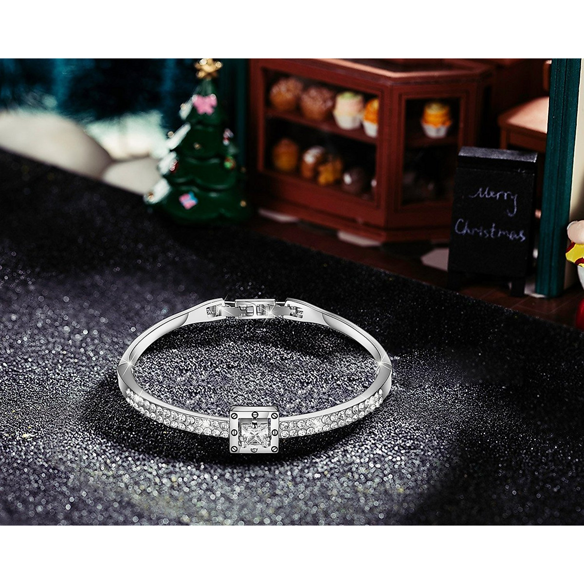 Menton Ezil Fasion Jewelry Spiritual Guidance Bangle Bracelets For Women 18K Gold Plated Adjustable Bracelets With Crystal For Wife Girlfriend Or Mothers Idea Gift For Mother's day (White)