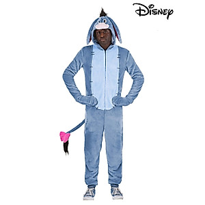 Fun Costumes Deluxe Adult, Eeyore Hooded Onesie Suit from Disney's Winnie The Pooh, Licensed Outfit for Halloween and Cosplay Small Blue