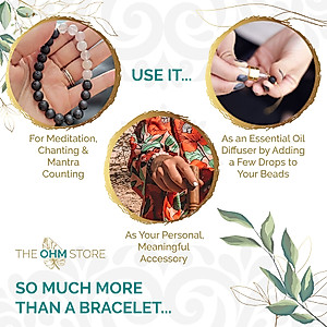 Tibetan Singing Bowl Set with Healing Mantra Engravings Bundle with Rose Quartz and Lava Stone Mala Bracelet — Handcrafted in Nepal for Chakra Healing, Meditation, and Mantra Recitation