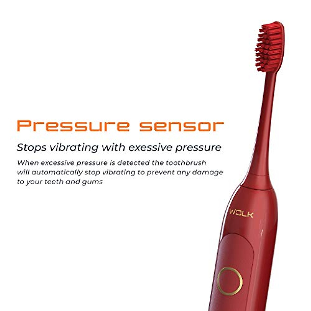 Wolk T6421 Ultra Whitening Toothbrush with Pressure Sensor & 5 Brushing Modes, 8 Dupont Brush Heads, Premium Travel Case, Rechargeable.