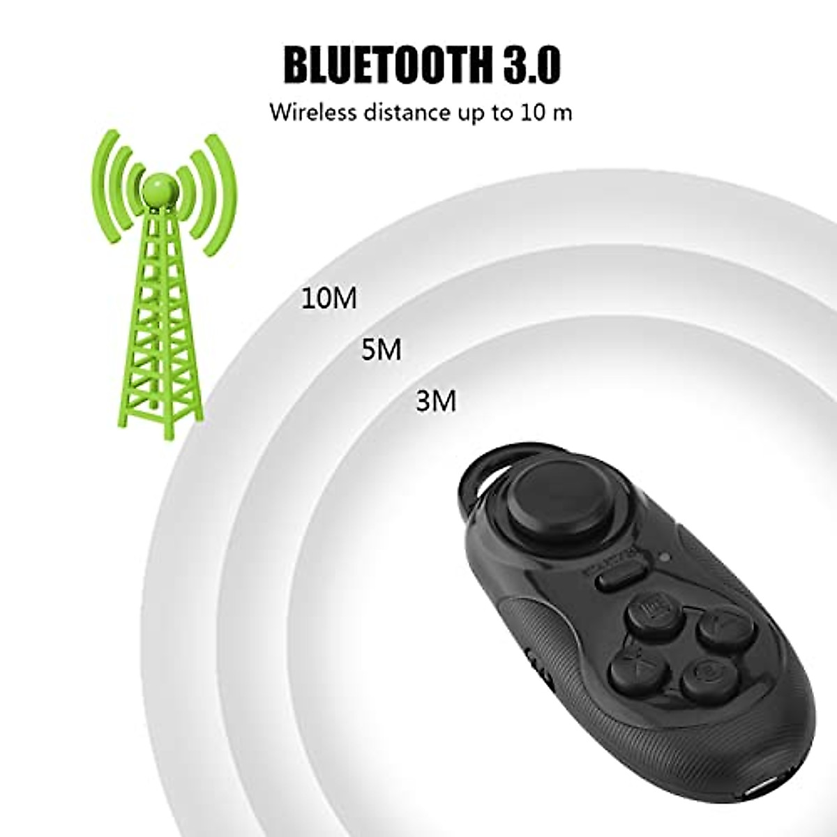 DAUERHAFT Mini Wireless Remote Gamepad,Wireless Bluetooth Gamepad Selfie Timer Joystick,Plug and Play Mobile Phone Selfie Timer Remote Controller,for Mobile Phone and Tablet PC, TV Box, PC