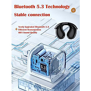 Taanimo Wireless Earbuds with Earhooks Mini Bone Conduction Headphones Waterproof Bluetooth Open Ear Earbuds Cycling Earpiece Noise Canceling Headset Sports Bluetooth 5.3 Ear Clip Earphones Headset
