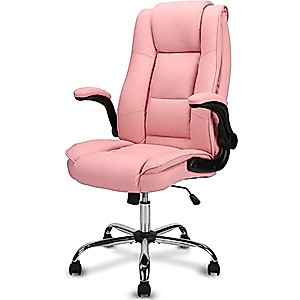 High Back Executive Office Chair, Posture Ergonomic PU Leather Office Chair. Computer Desk Chairs with Padded Flip Adjust Armrests, Adjustable Tilt Lock, Swivel Rolling Chair for Adult Working Study