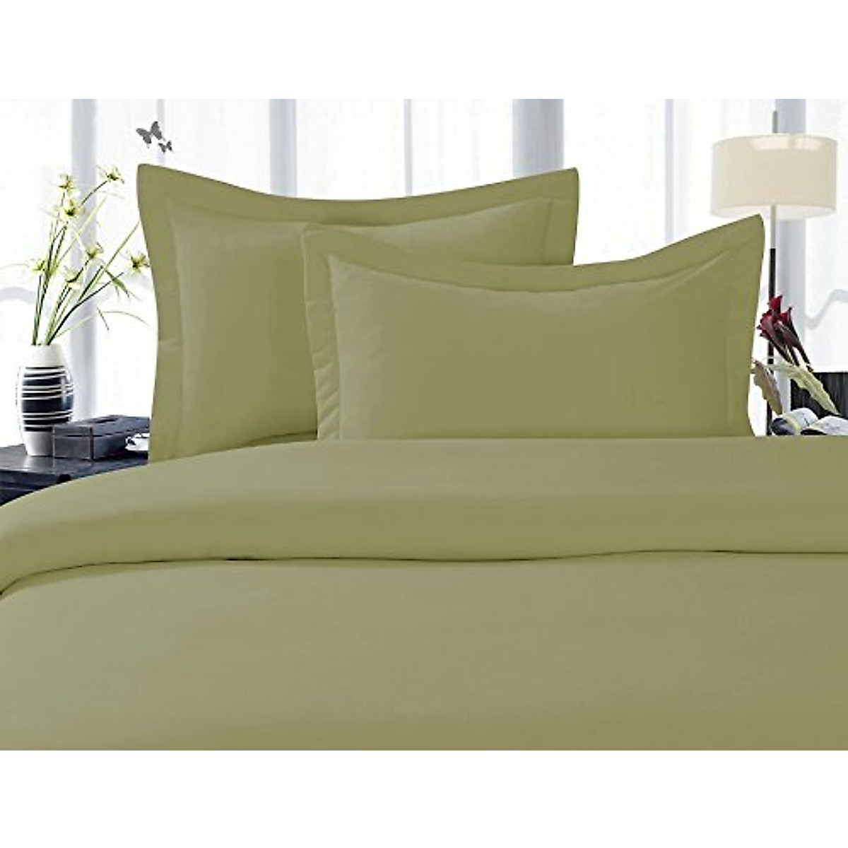 Elegant Comfort Elegance Linen 1500 Thread Count Wrinkle Resistant Ultra Soft Luxurious Egyptian Quality 2-Piece Duvet Cover Set, Twin/X-Large, Green (1500 DC-Twin/XL-Green)