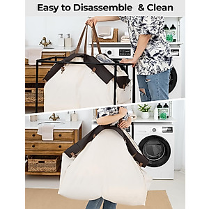 StorageWorks 200L Laundry Sorter 2 Section, Laundry Hamper with Wheels, Extra Large Laundry Basket for Clothes, Towel, Blanket, Rolling Laundry Cart for Laundry Room Organization, Beige, 1-Pack