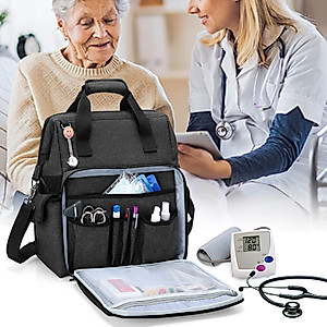 Trunab Nurse Bag with Multiple Pockets, Nurse Tote Bag for Work, Clinical, Home Care, Hospice Visit, with Padded 15.6" Laptop Sleeve