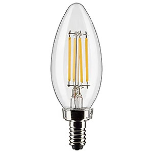 Satco S21265/06 4-Watt LED E12 Light Bulbs, 3000K, 15000 Hour Rating, Dimmable, 6 Pack