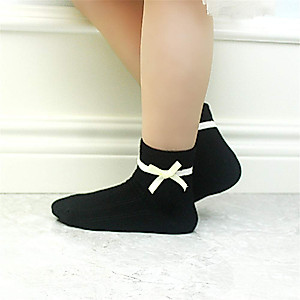 Gwenvenni Girls Socks Little Kids Cotton Bow Socks Low Cut 5 Pairs, Age 6-8