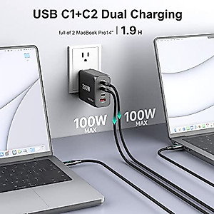 200W USB C GaN Charger Station WOTOBEUS PD 100W Type C 65W PPS45W Super Fast Charging 60W Laptop Power Adapter AC Cable for iPhone 14 13 Pro Max Plus iPad MacBook Samsung Galaxy S23/22/21 Note20 Pixel