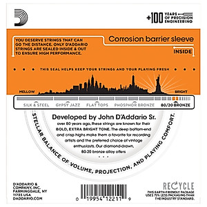 3 Packs of D'Addario EJ10 Bronze Acoustic Guitar Strings, Extra Light, 10-47