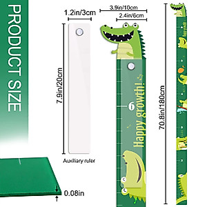 Buiory Removable 3D Cartoon Crystal Acrylic Height Measurement Chart Wall Stickers Solid Inches Growth Chart Ruler Wall Decal Wall Decor for Kids Babys Children Boys and Girls Bedroom Living Room Nursery (Crocodile)