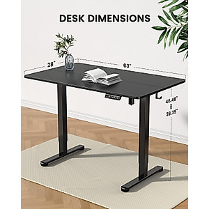 ErGear Height Adjustable Electric Standing Desk, 63x 28 Inches Sit Stand up Desk, Large Memory Computer Home Office Desk (Black)