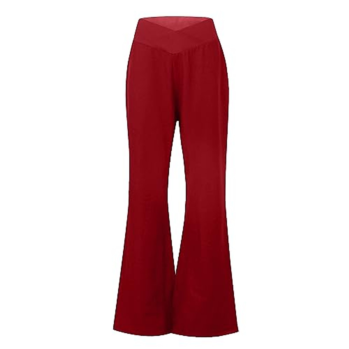 HRSTUYL Linen Pants Sun Protection Pants Linen Pants Women's Fashionable Elastic Waistband Speaker Solid Color Casual Patchwork Pants(2-Vermilion,XL)