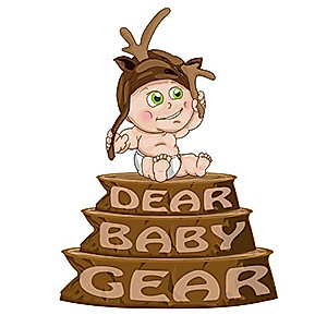 Dear Baby Gear Car Seat Canopy, Woodland Adventure Bear Moose Plaid, Minky Grey