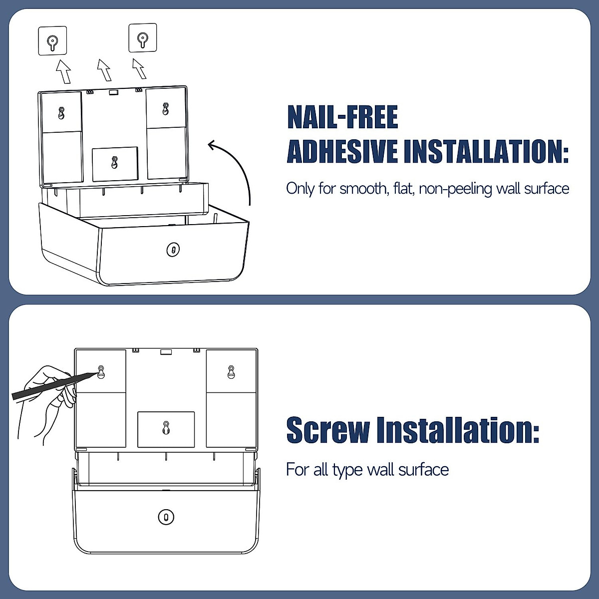 AIKE Multifold Paper Towel Dispenser, Wall Mount Tissue Dispenser with Smart Lock, 200 Sheets Silver, Folded Size 10" x 3.1" Or Smaller