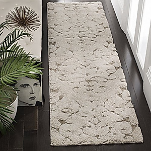 SAFAVIEH Florida Shag Collection 2'3" x 4' Cream/Beige SG470 Scroll Non-Shedding Living Room Bedroom Dining Room Entryway Plush 1.2-inch Thick Accent Rug