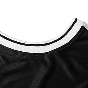 Blank Basketball Jersey Men's Mesh Athletic Practice Sports Shirts 90S Hip Hop Jersey (Black, Small)