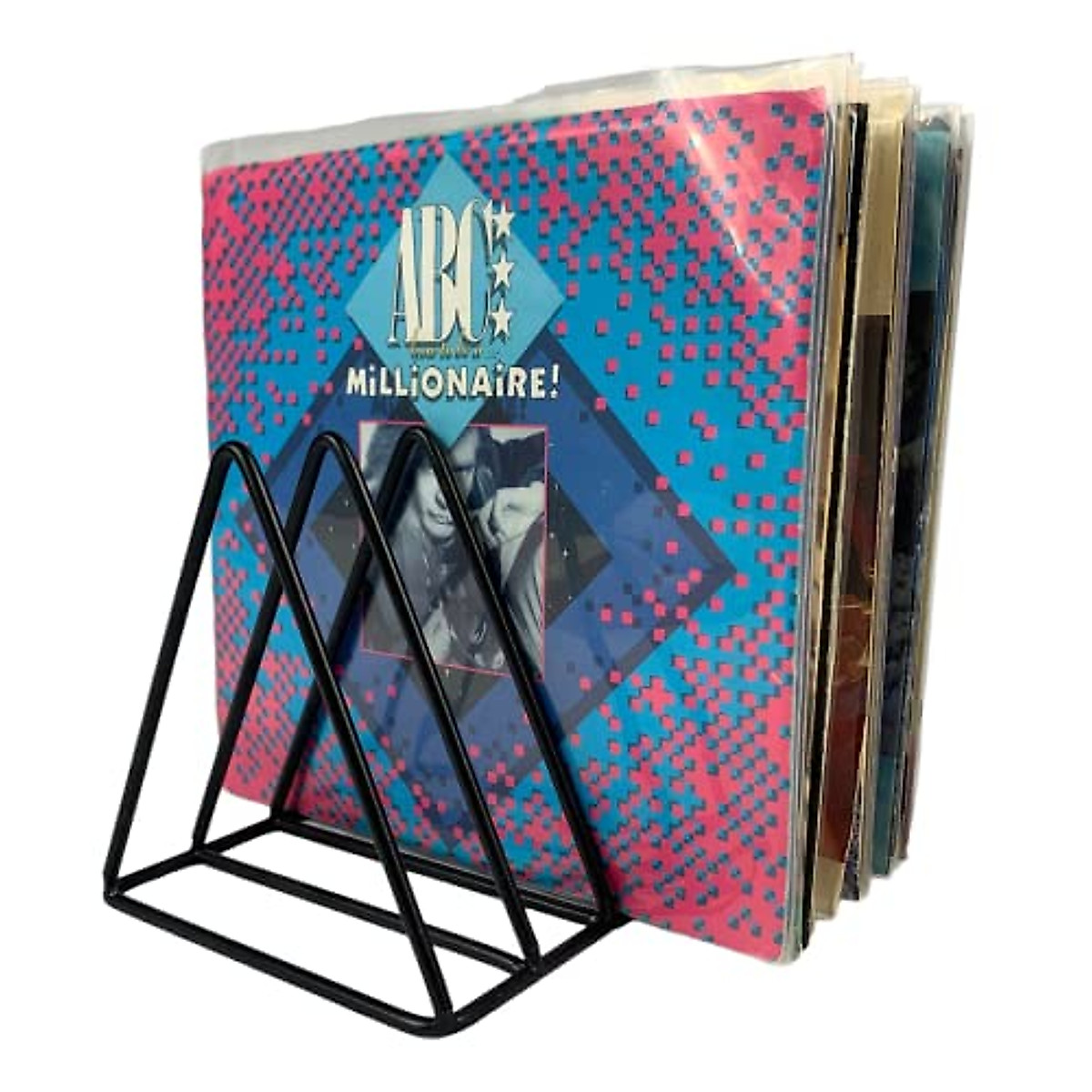 45rpm Vinyl Record Storage Holder - 7inch Stand Metal Wire Rack Holds up to 33 Album Lp's - Premium Display, Simple and Contemporary Shelf Concept Design for 7" Records (Black, 1)