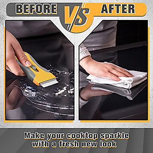 DIYSELF 2 Pack Razor Blade Scraper with 20 Metal Razor Blades, Plastic Scraper for Cleaning, Razor Scraper for Glass Cooktop, Top Stove, Vehicle, Window and Paint, Wallpaper Remover