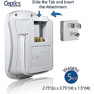 Ceptics Safest Travel Adapter Kit, Dual USB for iPhone, Chargers, Cell Phones, Laptop Perfect for Travelers - 3.6A with Qc. 3.0 Charge Faster