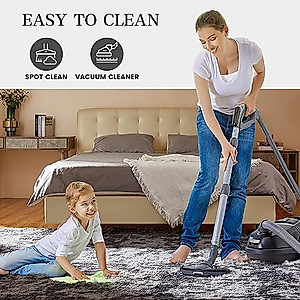 Luxury 8x10 Large Area Rugs for Living Room, Super Soft Fluffy Modern Bedroom Rug, Big Indoor Thick Soft Nursery Rug, Non-Skid Nursery Faux Fur Carpet for Kids Room Home Décor, Tie-Dyed Dark Gray