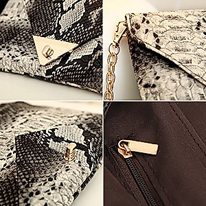 U Scinan Fashion Women Snakeskin Envelope Clutch Bag Ladies Retro Evening Party Prom Chain Handbag Purse Mother's Day Gift