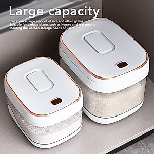 Grain Dispenser, Press Type Rice Bucket Large Capacity Rice Storage Container Dry Food Dispenser with Measuring Cup, Rice Holder Bin Rice Canister for Rice Cereal Flour Snacks (10KG)