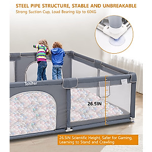Baby Playpen with Mat, Large Baby Play Yard for Toddler, BPA-Free, Non-Toxic, Safe No Gaps Playards for Babies, Indoor & Outdoor Extra Large Kids Activity Center 79"x59"x26.5" with 0.4" Playmat