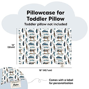 KeaBabies Toddler Pillowcase for 13X18 Pillow - Organic Toddler Pillow Case for Boy, Kids - 100% Natural Cotton Pillowcase for Miniature Sleepy Pillows - Pillow Sold Separately (Vroom)