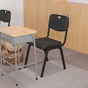 Flash Furniture HERCULES Series 880 lb. Capacity Black Plastic Stack Chair with Open Back and Black Frame