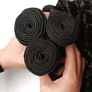 Deep Wave Human Hair Bundles 100% Human Hair 100g/Bundles 20 Inches Double Weft Natural Black Wet and Wavy Raw Remy Unprocessed Brazilian Virgin Hair